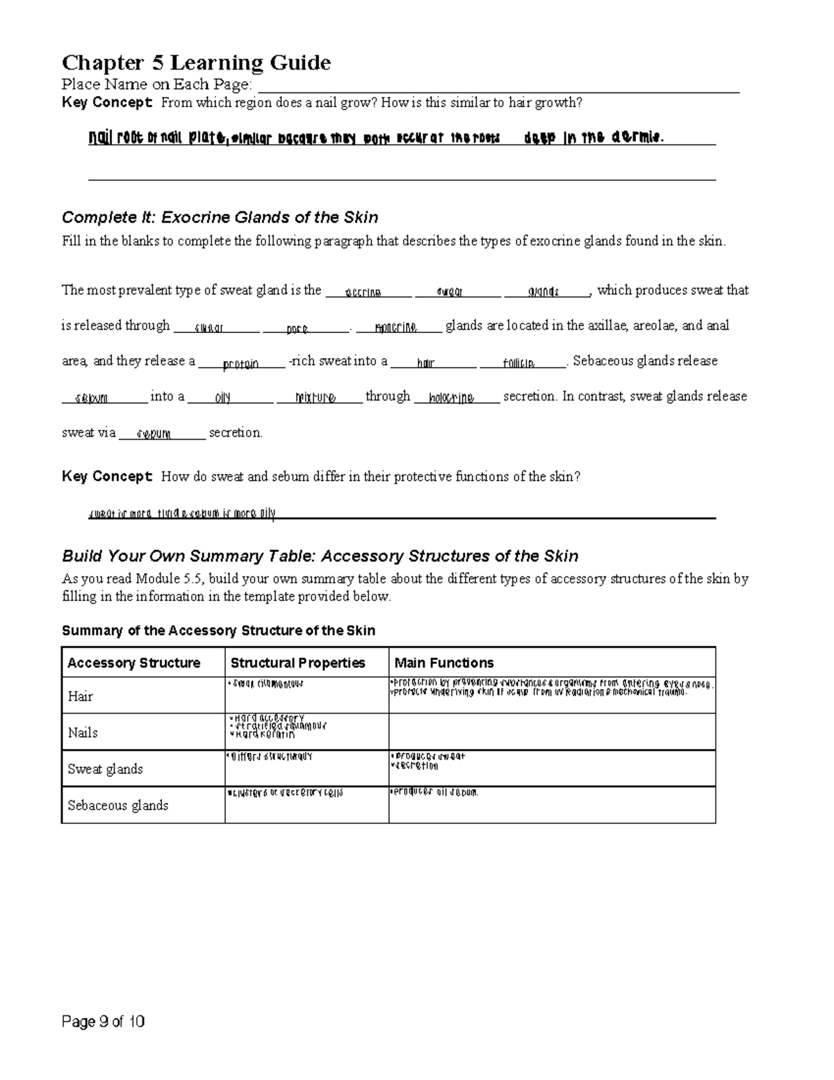 Chapter 5 pg 9 - Chapter 5 Learning Guide Place Name on Each Page ...
