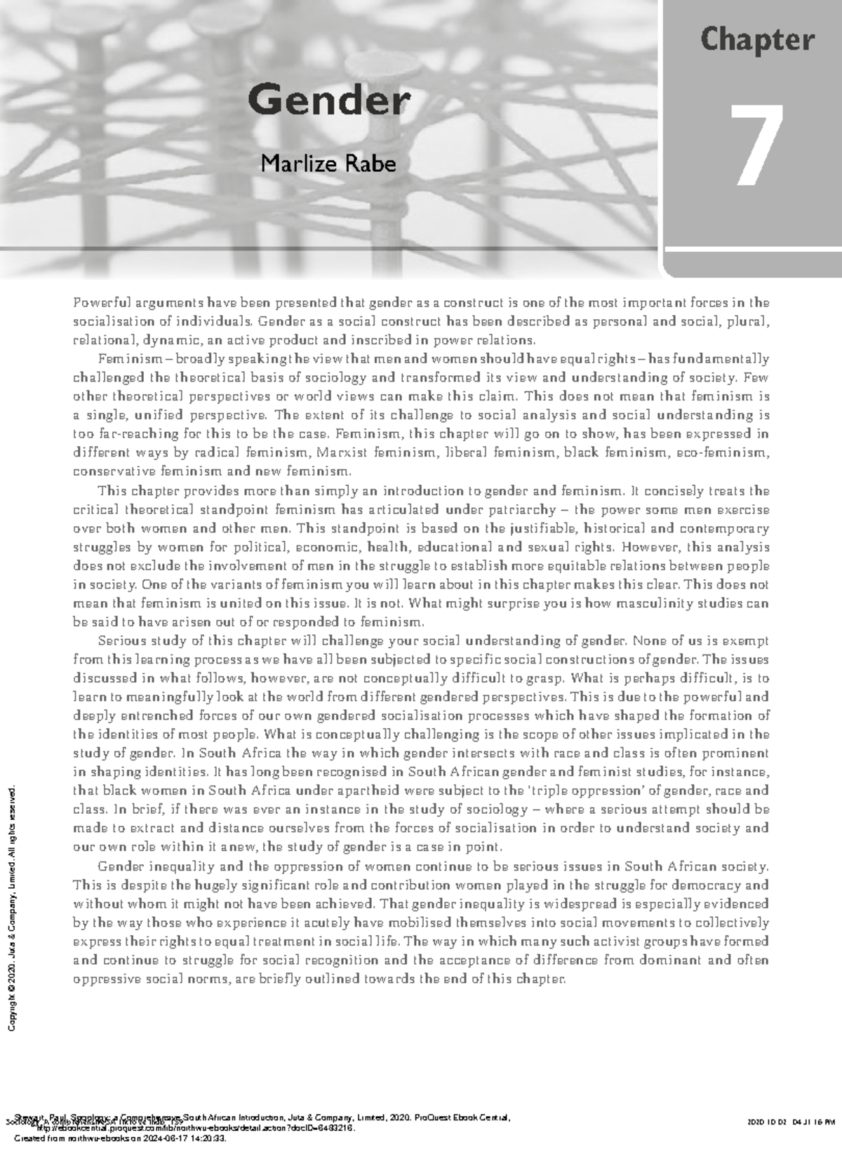 Sociology a Comprehensive South African Introduction - Chapter 7 Gender ...