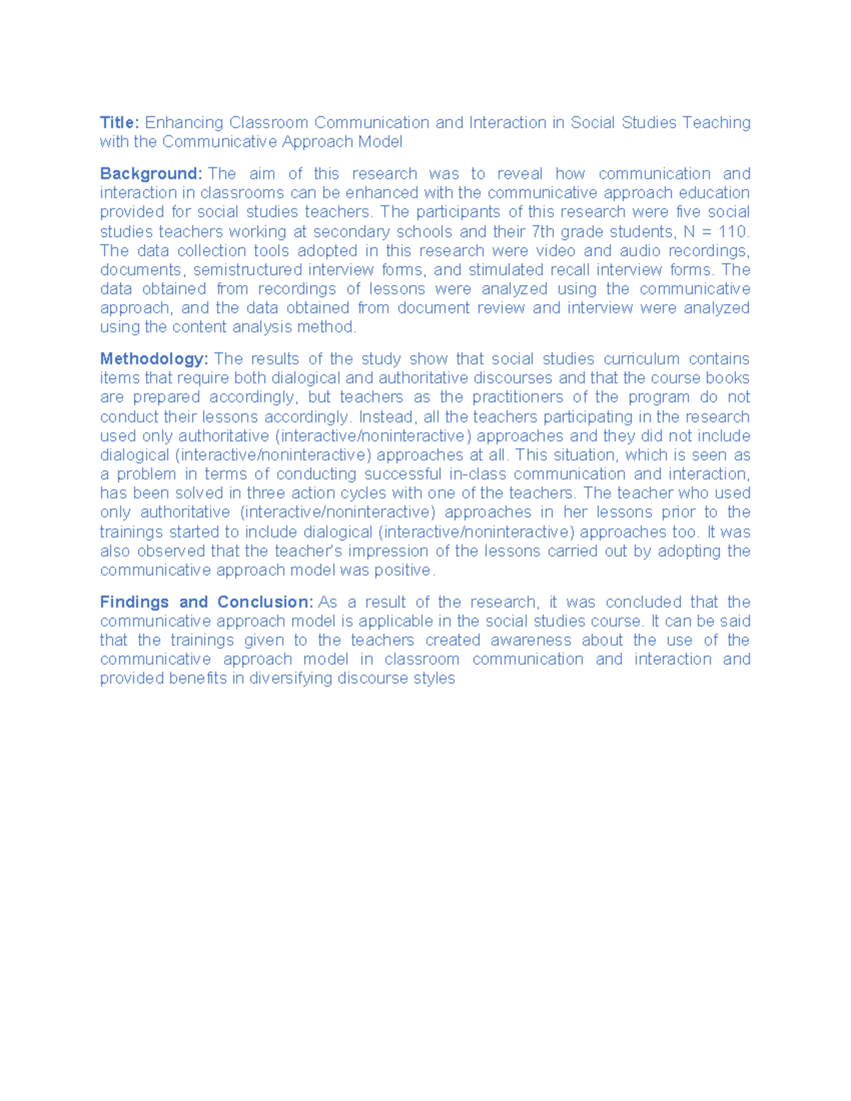 Artifacts - cala - FS2 abstract Action Research - Title: Enhancing ...