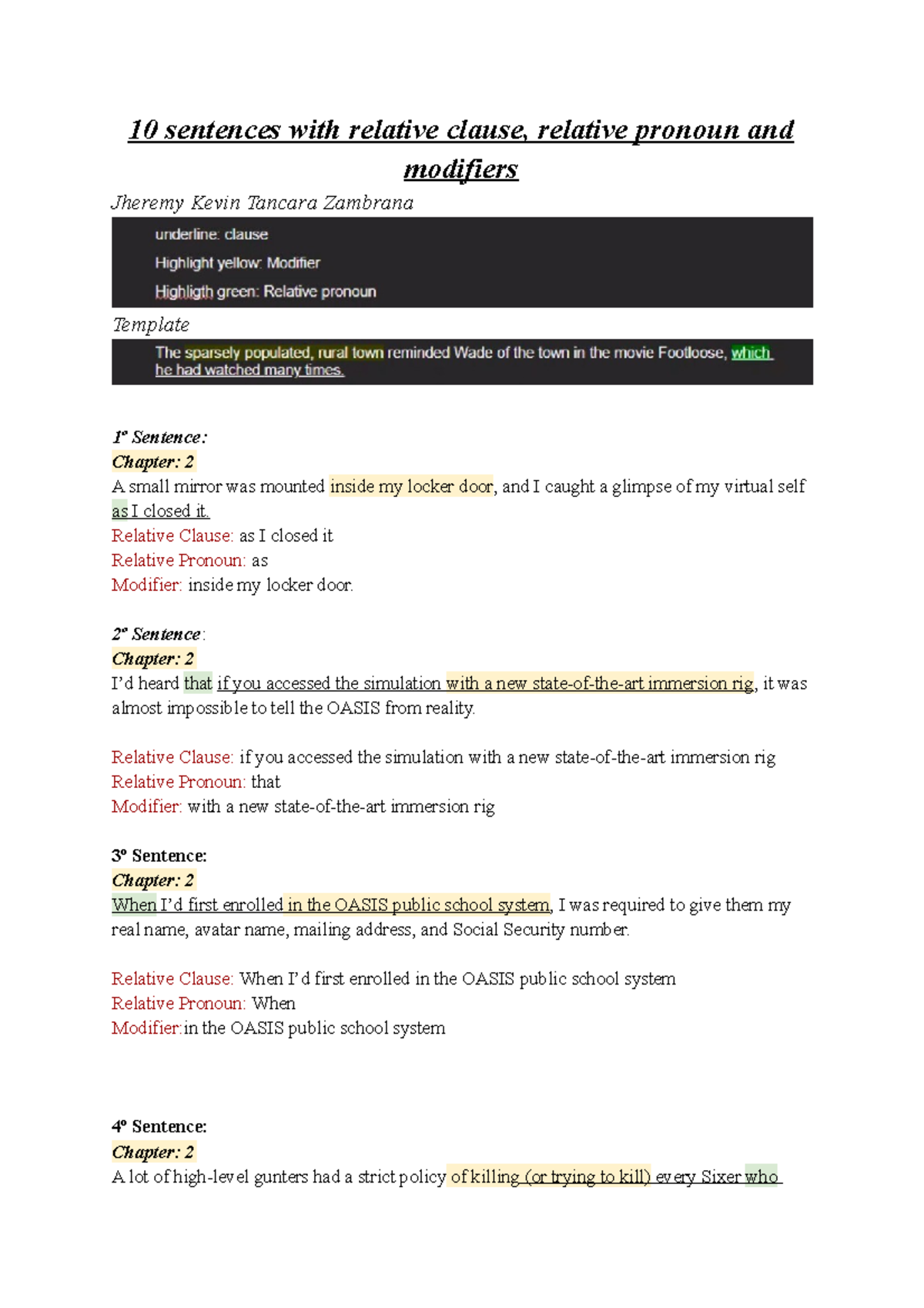 10 sentences with relative clause, relative sentense y modifier - 10 ...