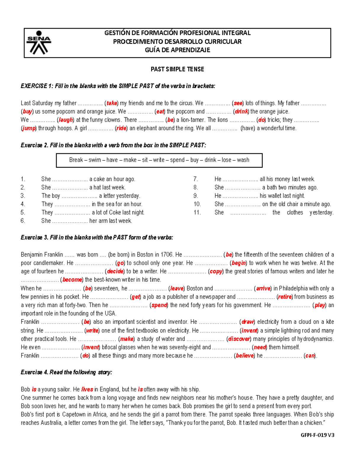 PAST Simple - Ingles - GESTIÓN DE FORMACIÓN PROFESIONAL INTEGRAL ...