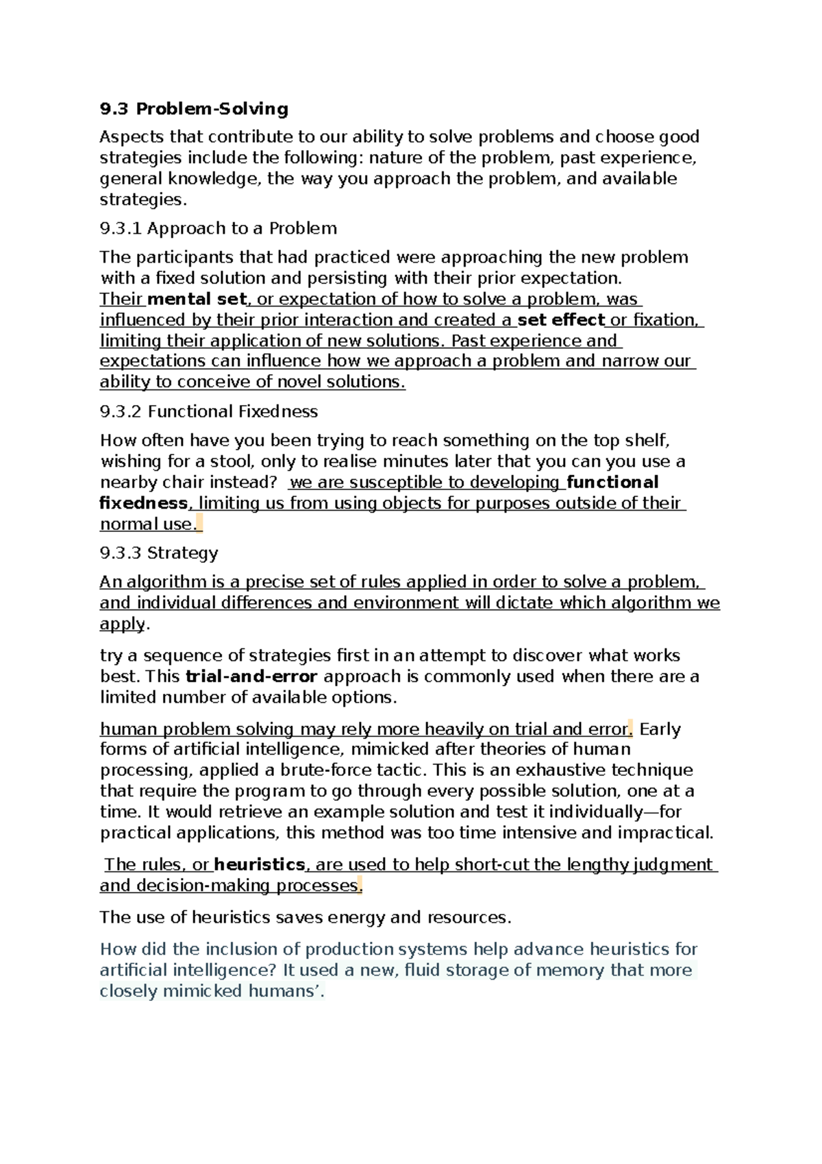 Notes Language thought pt3 - 9 Problem-Solving Aspects that contribute ...