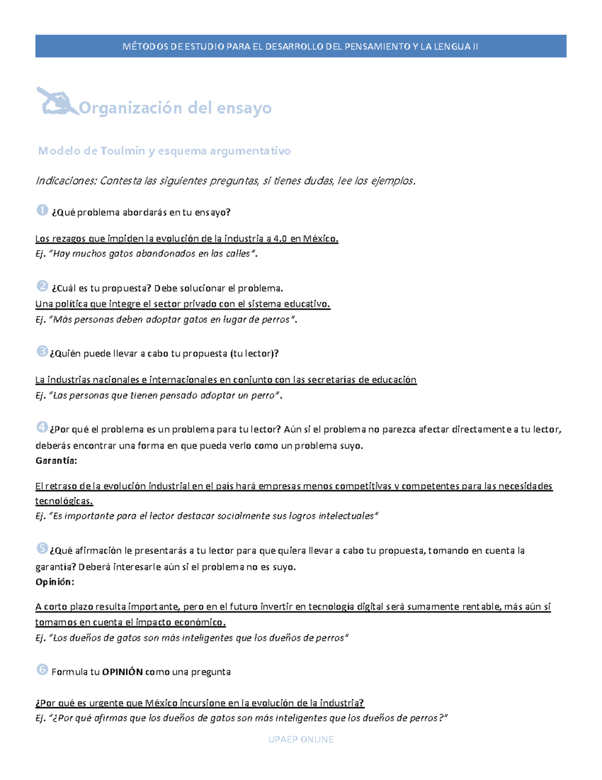 Modelo de Toulmin aplicado - Warning: TT: undefined function: 32 Warning: TT: undefined function ...