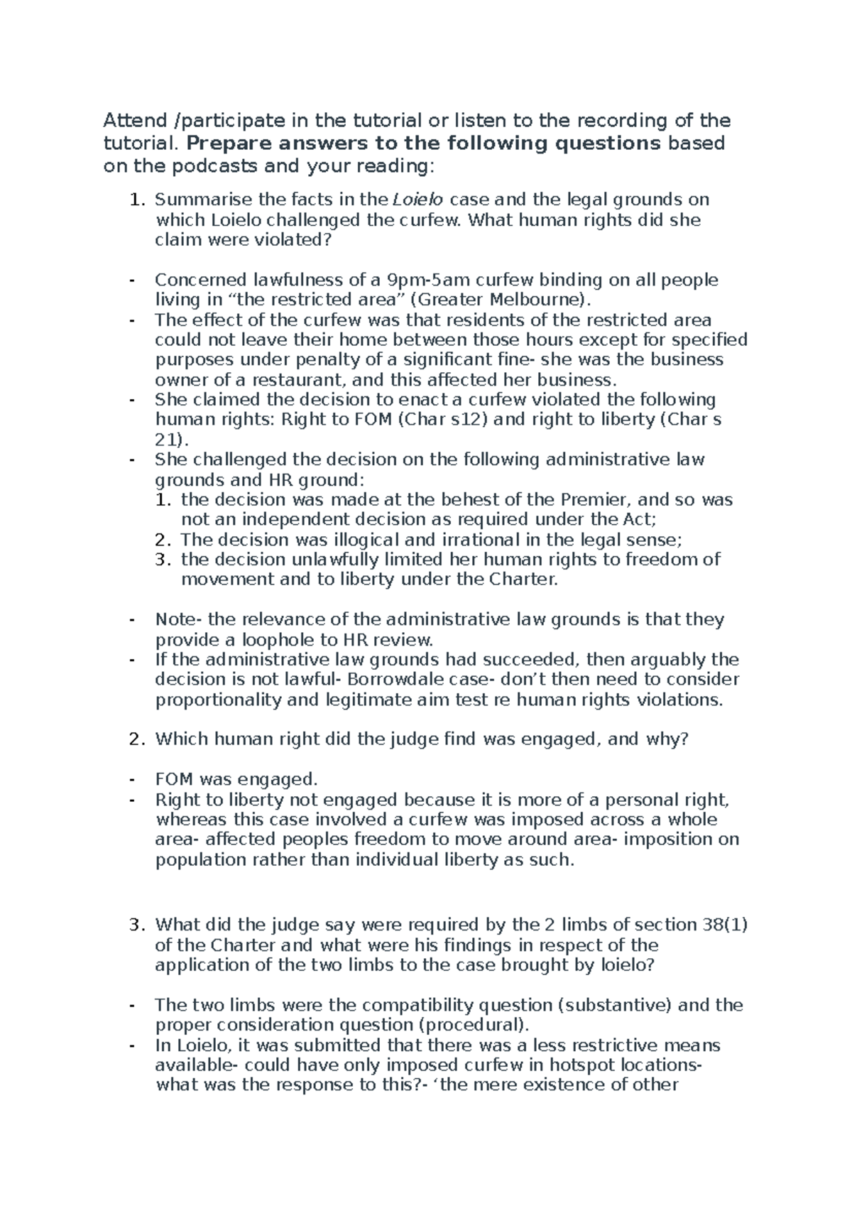 Week 11 Tutorial - Attend /participate in the tutorial or listen to the ...