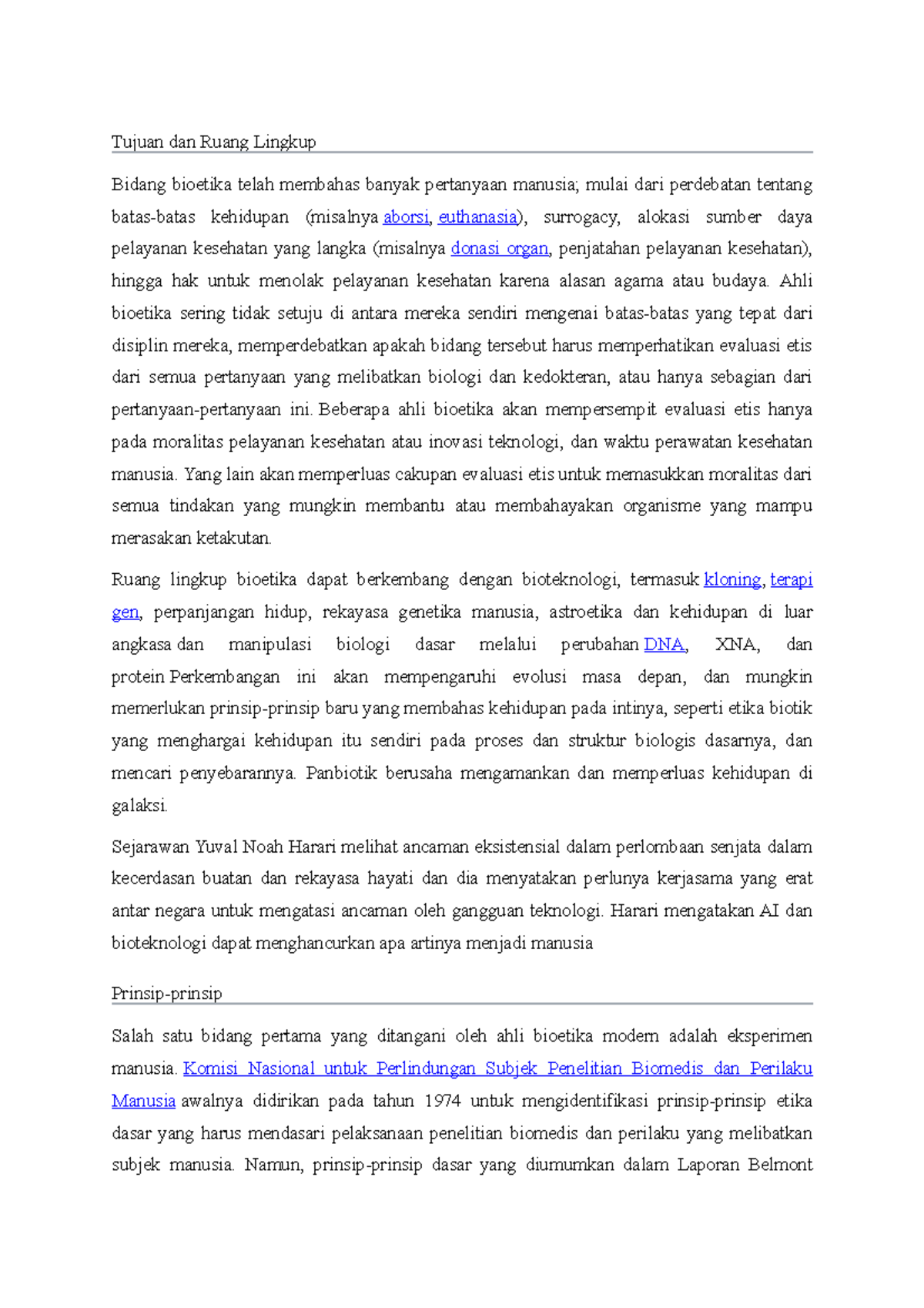 Teori, prinsip dan tujuan bioetika - Tujuan dan Ruang Lingkup Bidang ...