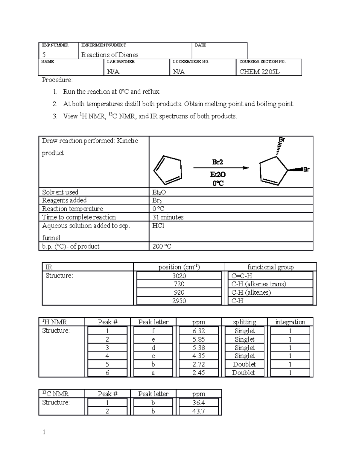 Lab Experiment 5 - NAME LAB PARTNER N/A LOCKER/DESK NO. N/A COURSE ...
