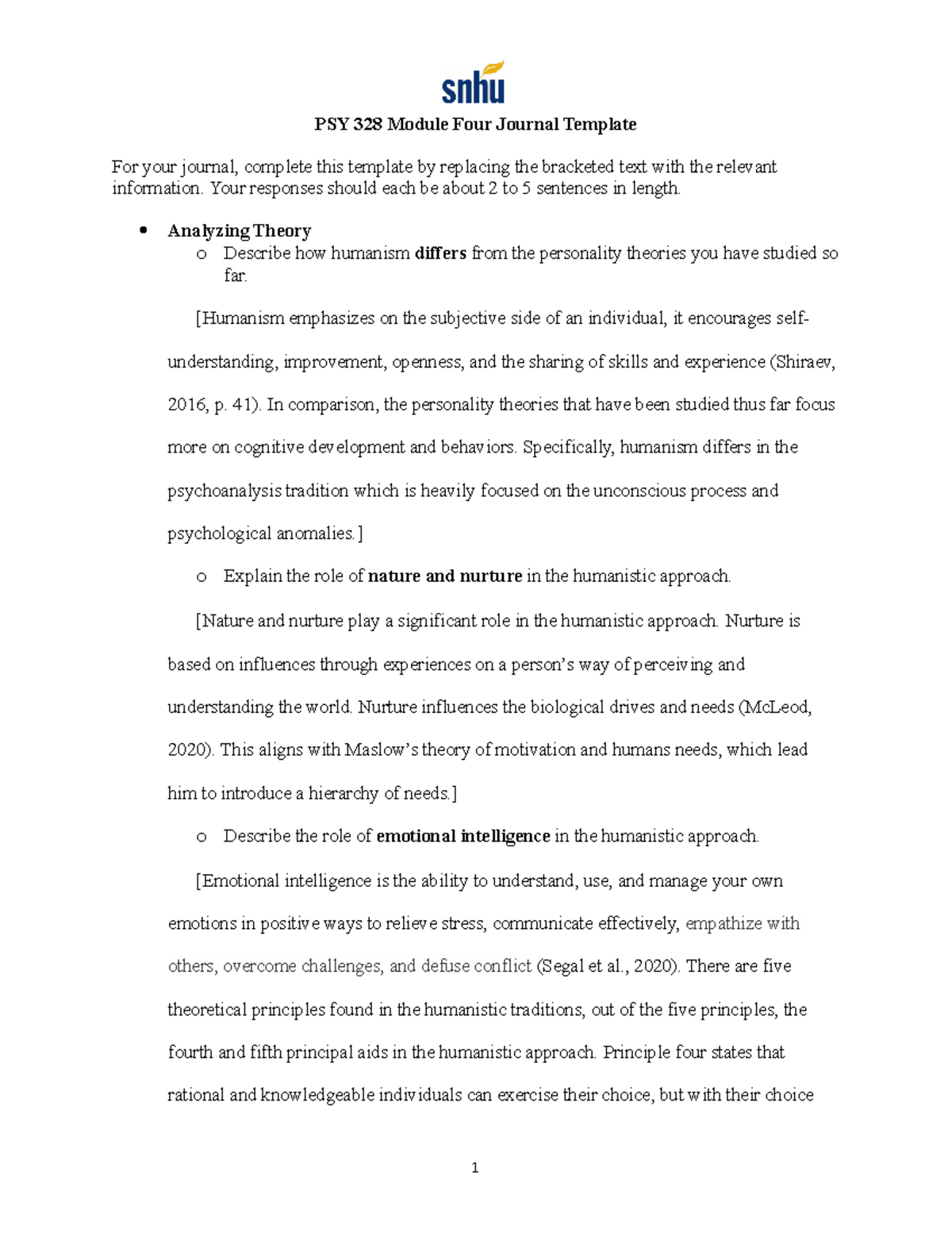 4 1 Activity Journal PSY 328 Module Four Journal Template For Your