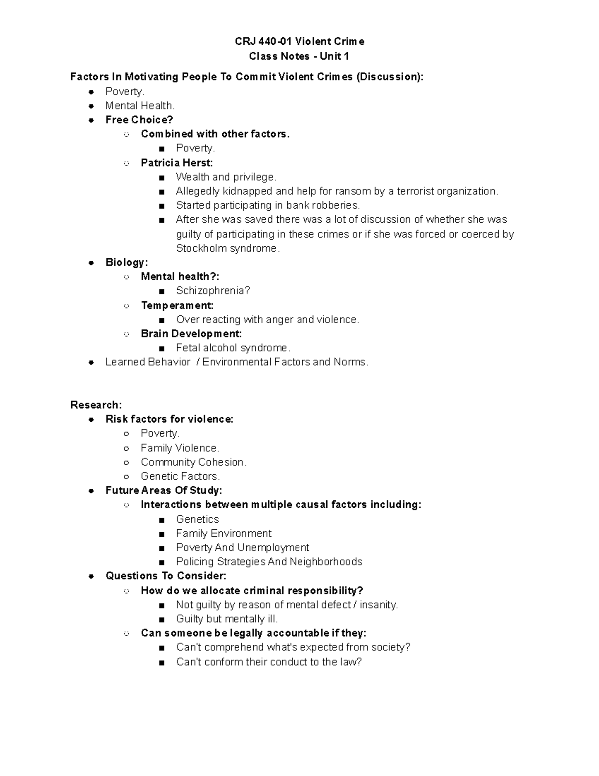 CRJ 440 Notes Unit 1 - Class Notes - Unit 1 Factors In Motivating ...