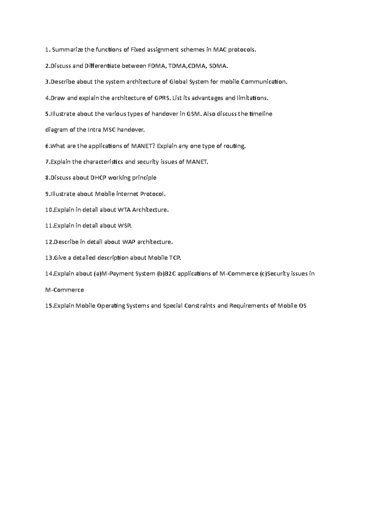 Important questions - NEED - Summarize the functions of Fixed ...