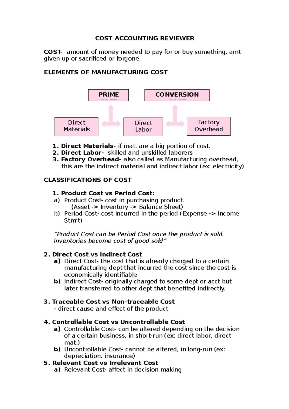 COST Accounting Reviewer - COST ACCOUNTING REVIEWER COST- amount of ...