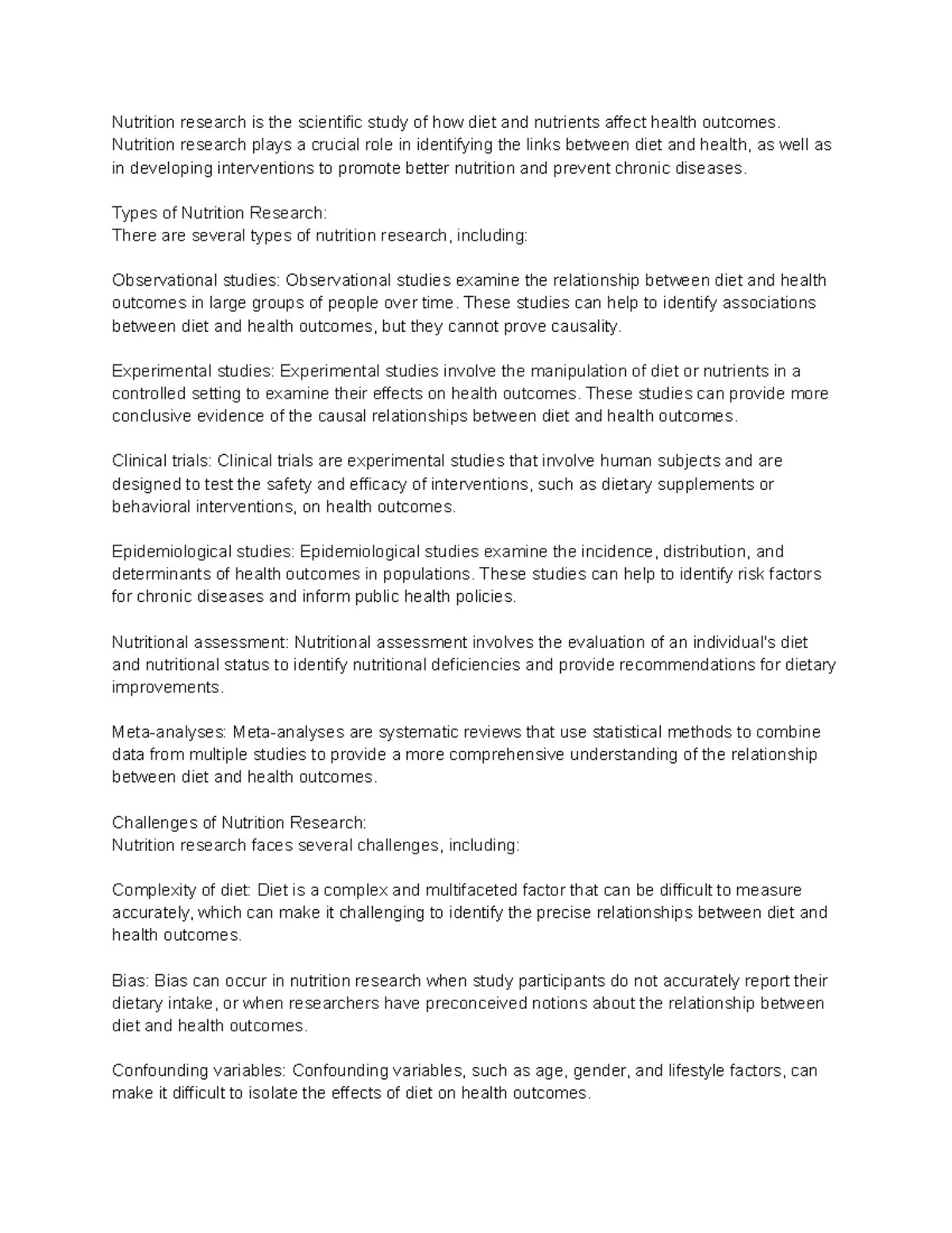 Nutrition Research - Nutrition research plays a crucial role in ...