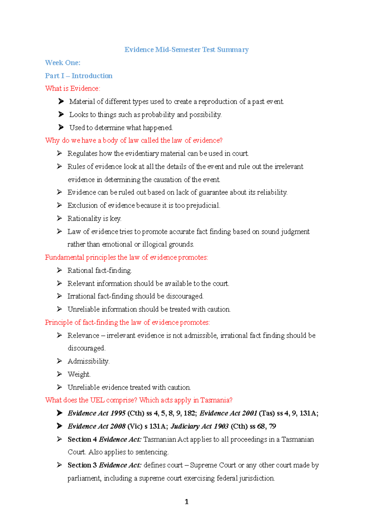Evidence-Summary - Full answers to questions - Evidence Mid-Semester ...