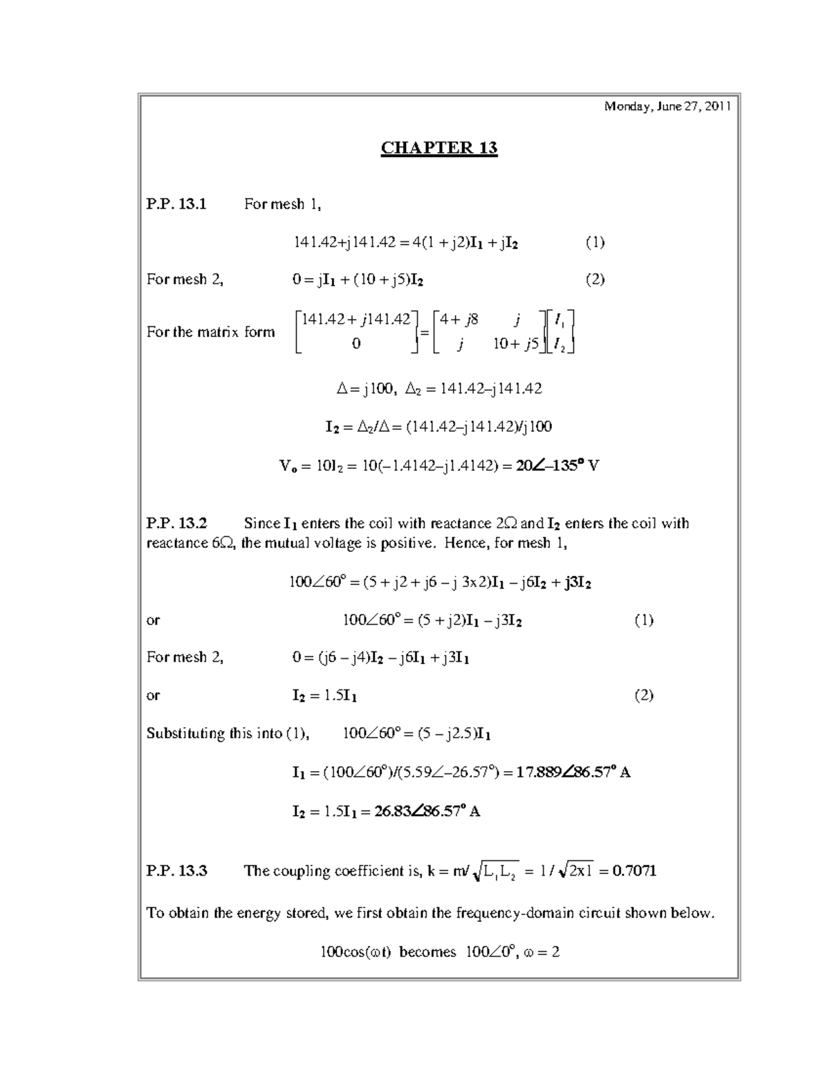 Chapter - 13 - Fundamentals-of-Electric-Circuits-5th-Edgnv64 - Monday, June 27, 2011 CHAPTER 13 ...