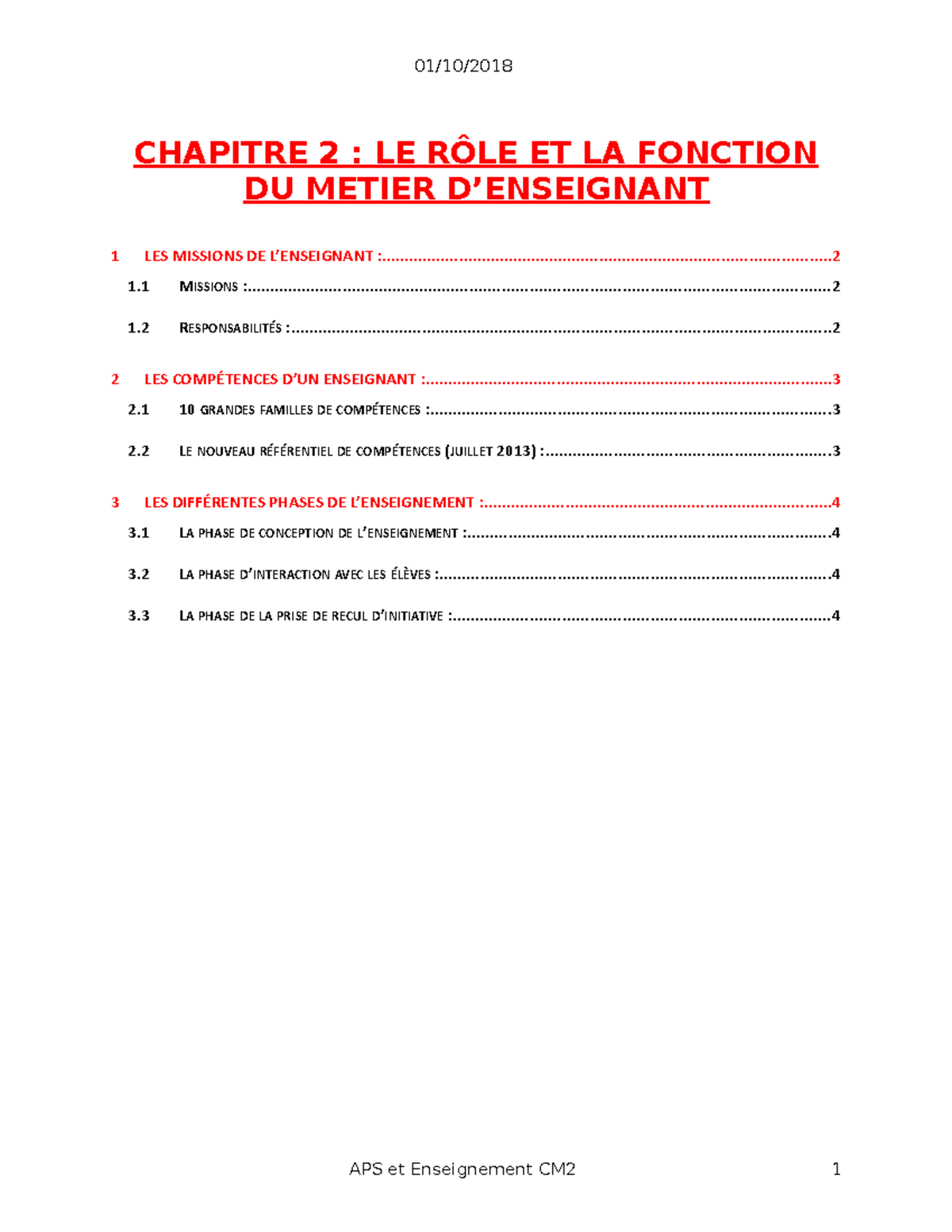 APS et Enseignement - Chapitre 2 - Le Rôle et la fonction du métier d ...