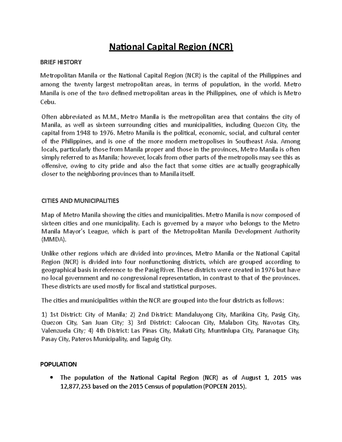 Research - Iwiddnd - National Capital Region (NCR) BRIEF HISTORY ...