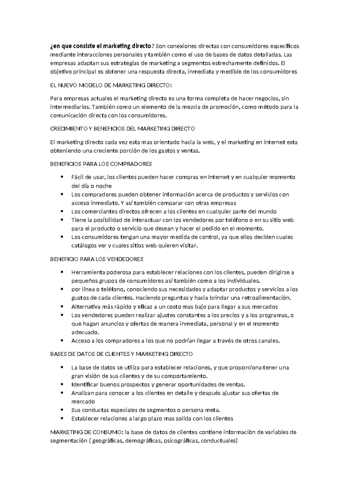 Resumen Clase DE MKT - ¿en que consiste el marketing directo? Son ...