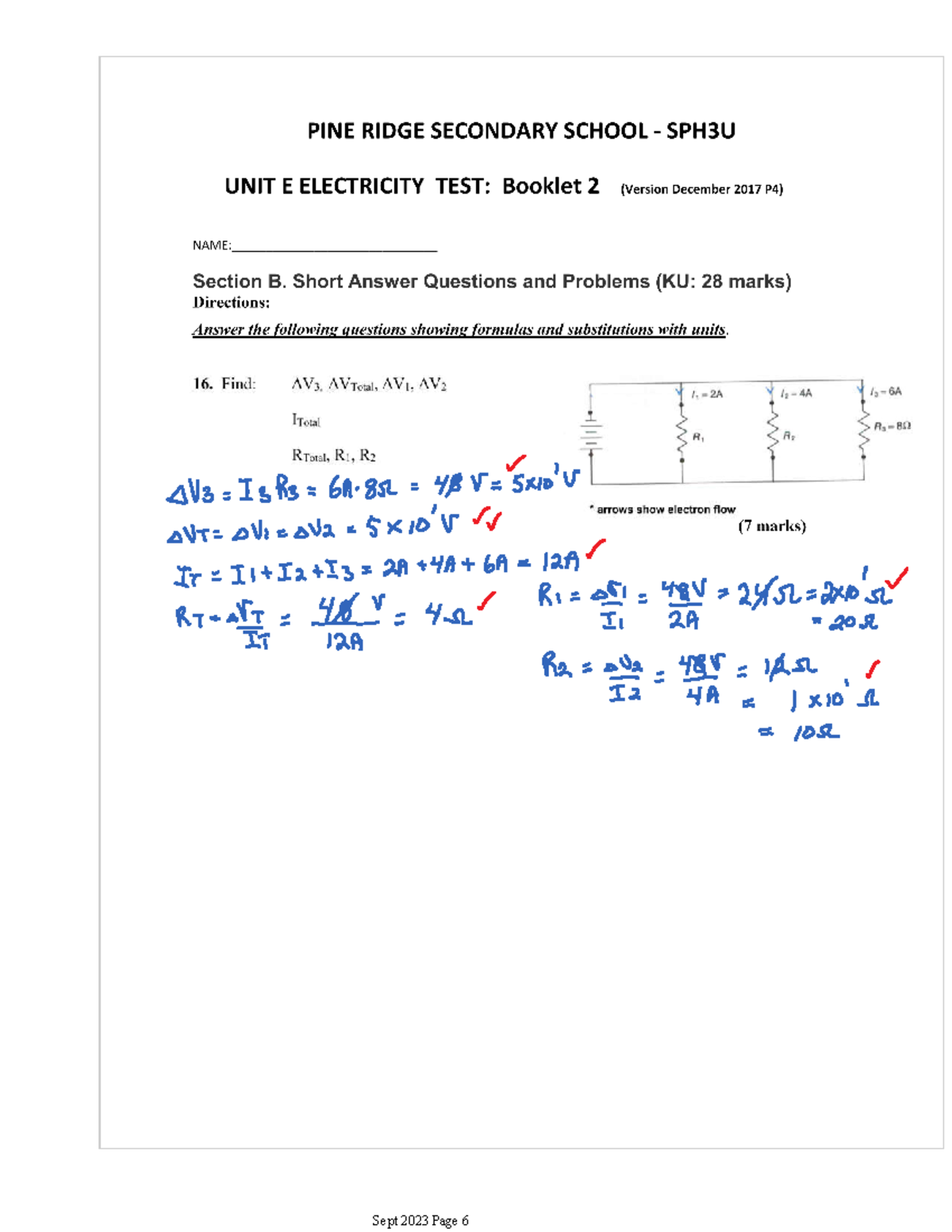 SPH3U Unit 4 Test Period 3 - Sept 2023 Page - Studocu