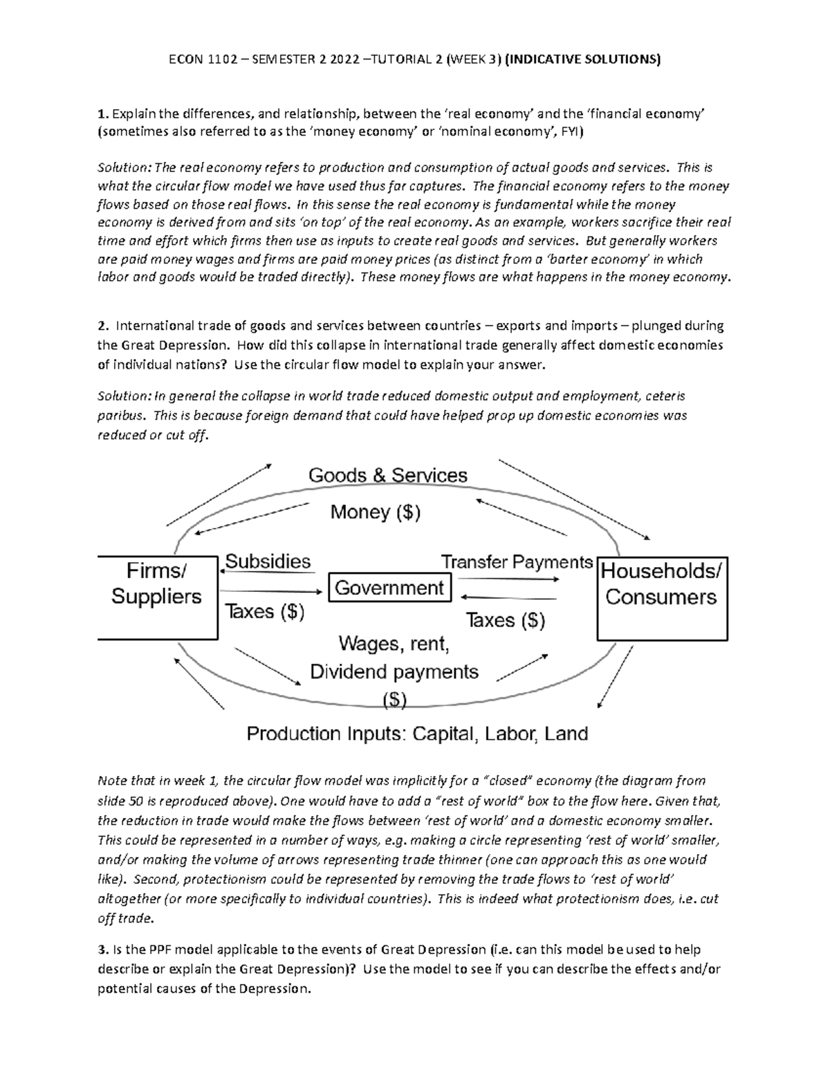 TUTE 2 - Week 3 - 2022 S2 Solutions - ECON 1102 – SEMESTER 2 2022 – TUTORIAL 2 (WEEK 3 ...