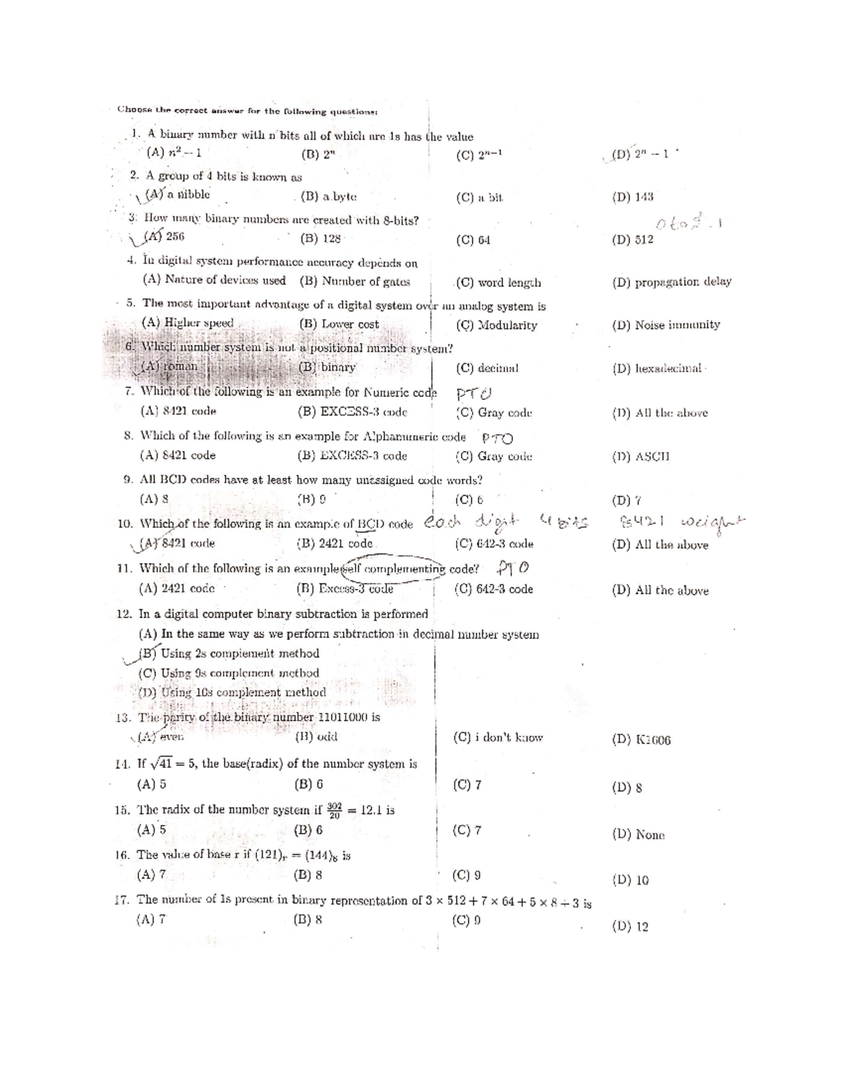 Mcq for all units of ece - Digital Electronics - Studocu