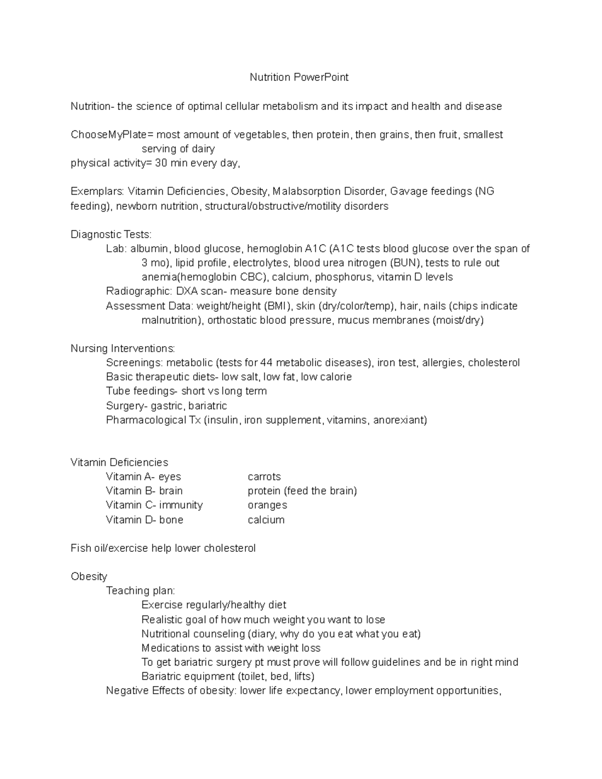 Nutrition Power Point - Nutrition PowerPoint Nutrition- the science of ...