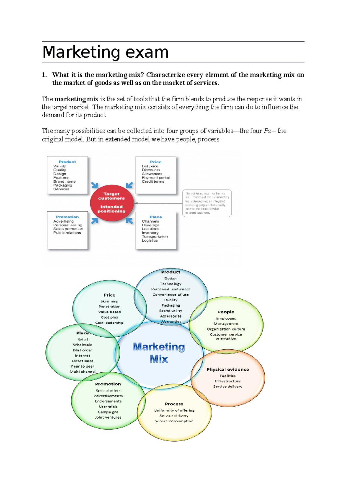 Marketing - Notatki z wykładu 14 - Marketing exam What it is the ...