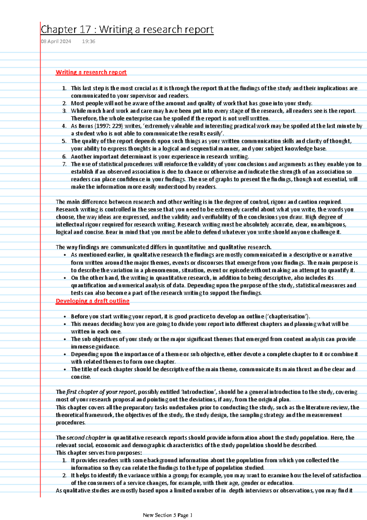 Chapter 17 Research methodology - Writing a research report This last ...