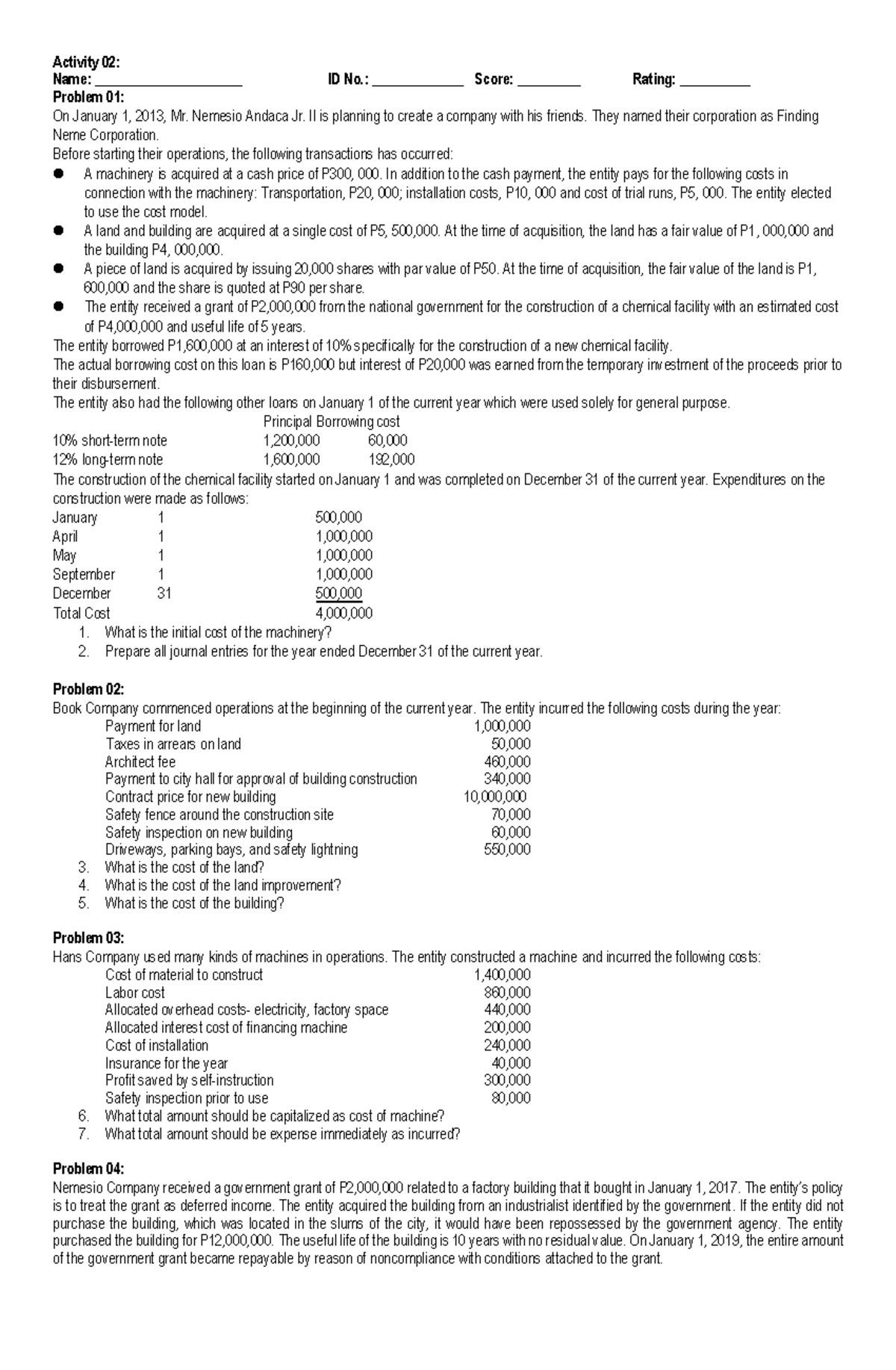 Activty-02 - Intermediate Accounting 2 - Activity 02: Name ...