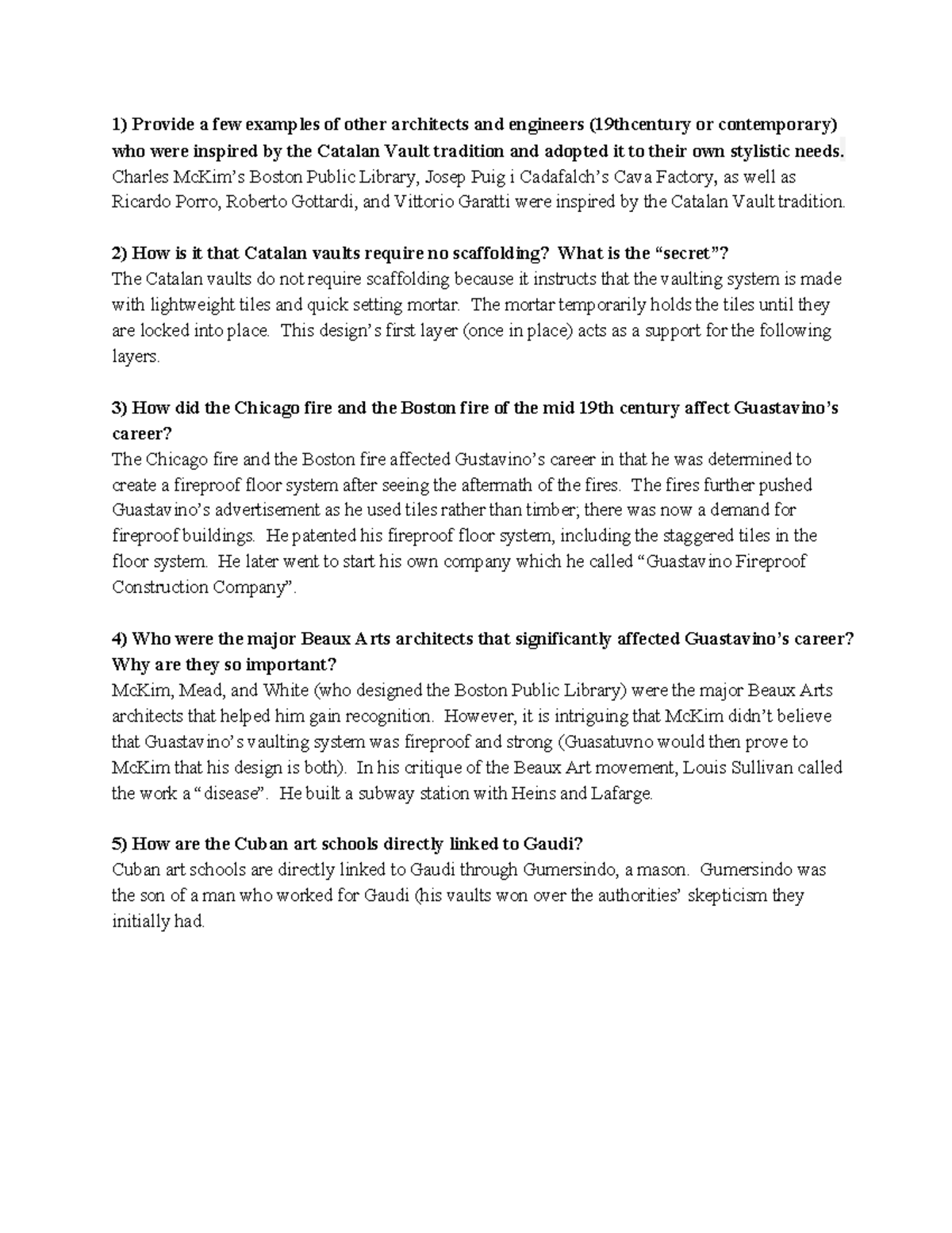 ARCE 260: HOMEWORK 5 - 1) Provide a few examples of other architects ...