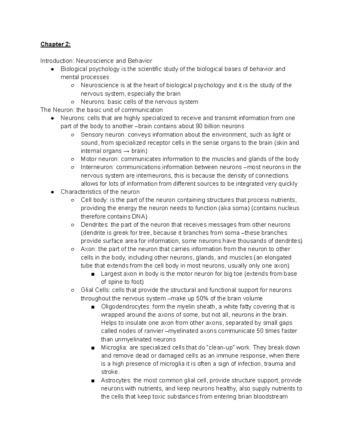 Chapter 2 - Psych Textbook - Chapter 2: Introduction: Neuroscience and ...