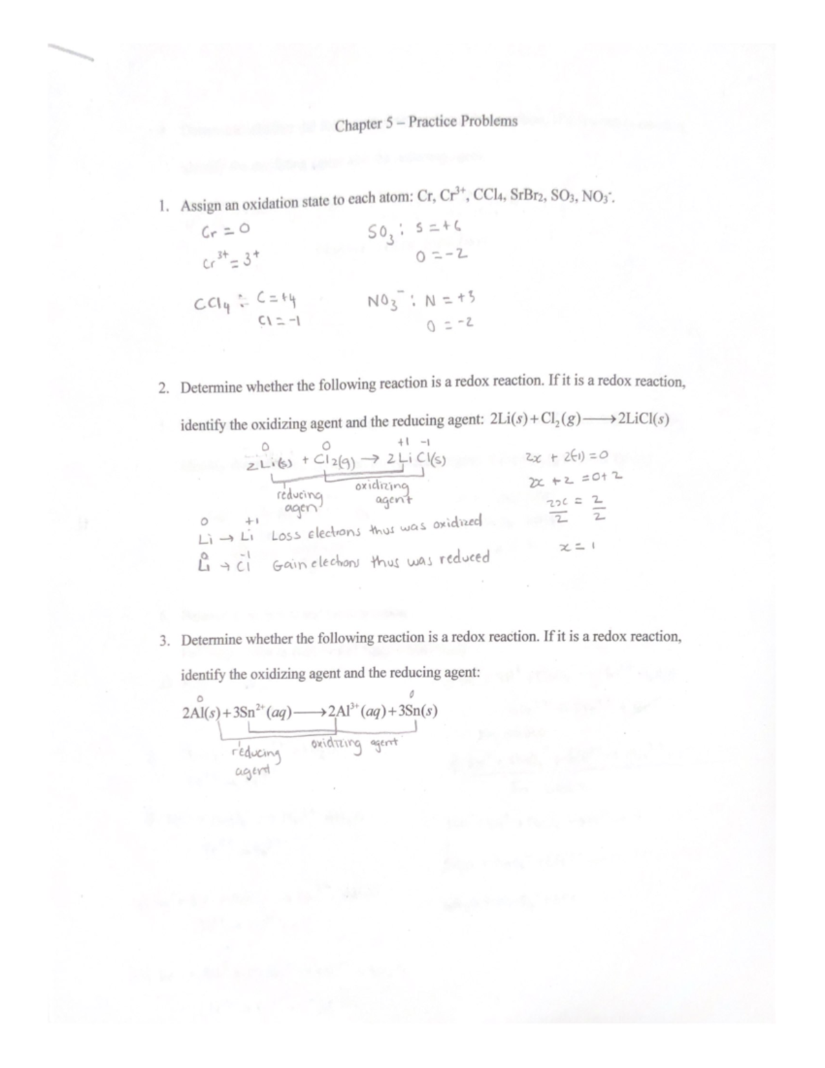 Chapter 5 Practice Problems - CHE 1210 - Studocu