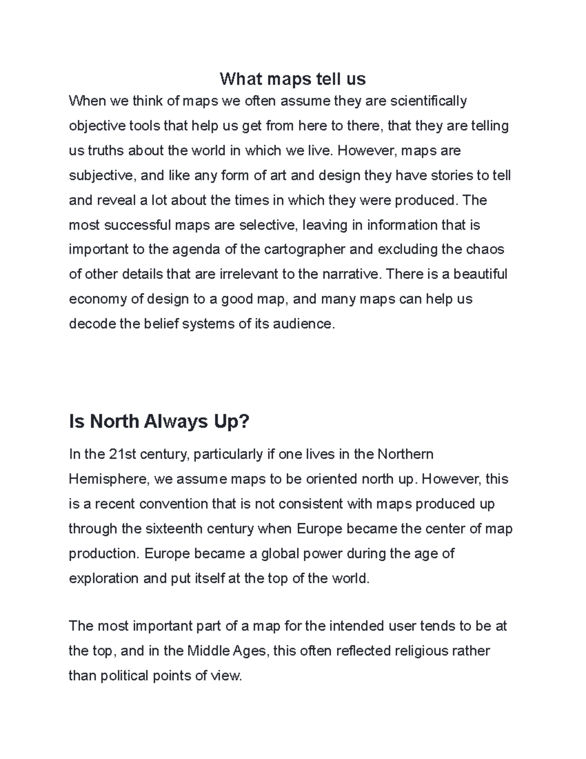 What maps tell us - What maps tell us - What maps tell us When we think ...