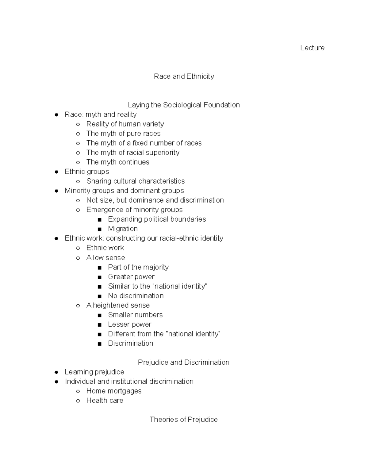 Sociology ch9 - Chapter 9 lecture and textbook notes - Lecture Race and ...