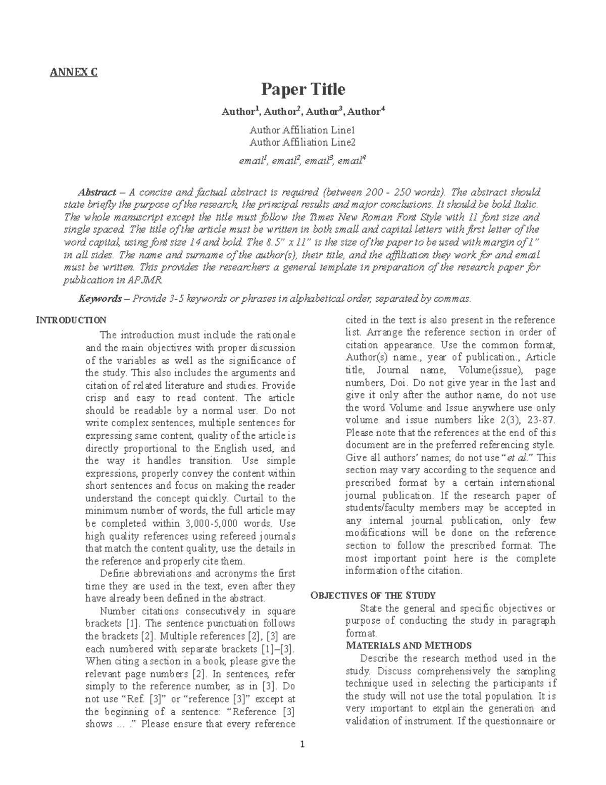 4 Annex C Publishable FORM - ANNEX C Paper Title Author 1 , Author 2 ...