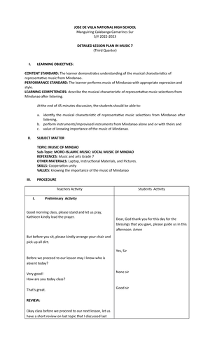 Detailed Lesson Plan in Physical Education 7 Eric R - Objectives A ...