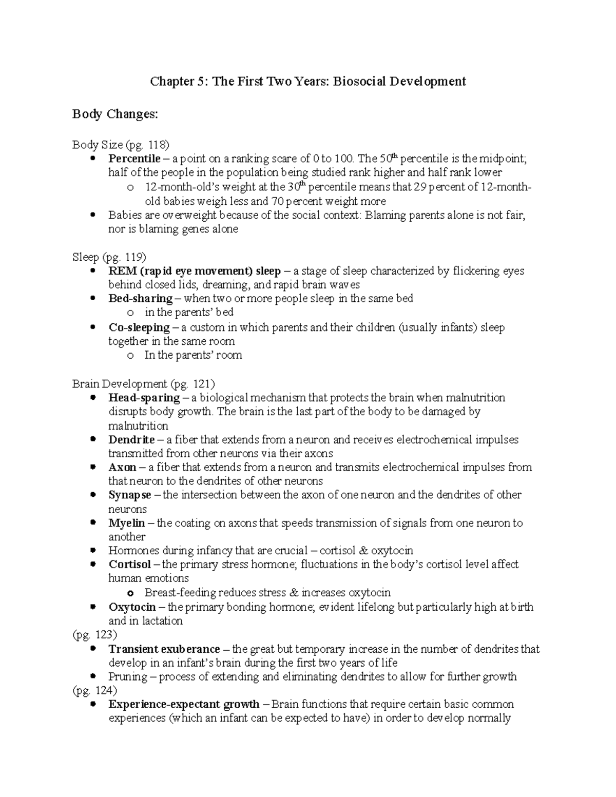 Chapter 5 Notes - Chapter 5: The First Two Years: Biosocial Development ...