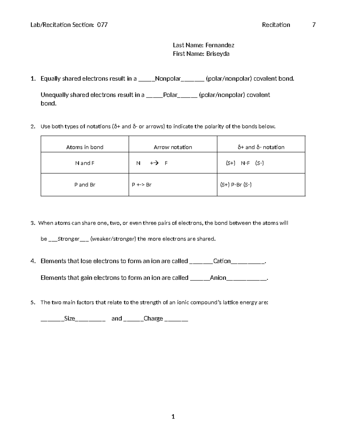 R-7 Worksheet Sp 24 - Lab/Recitation Section: 077 Recitation 7 Last ...