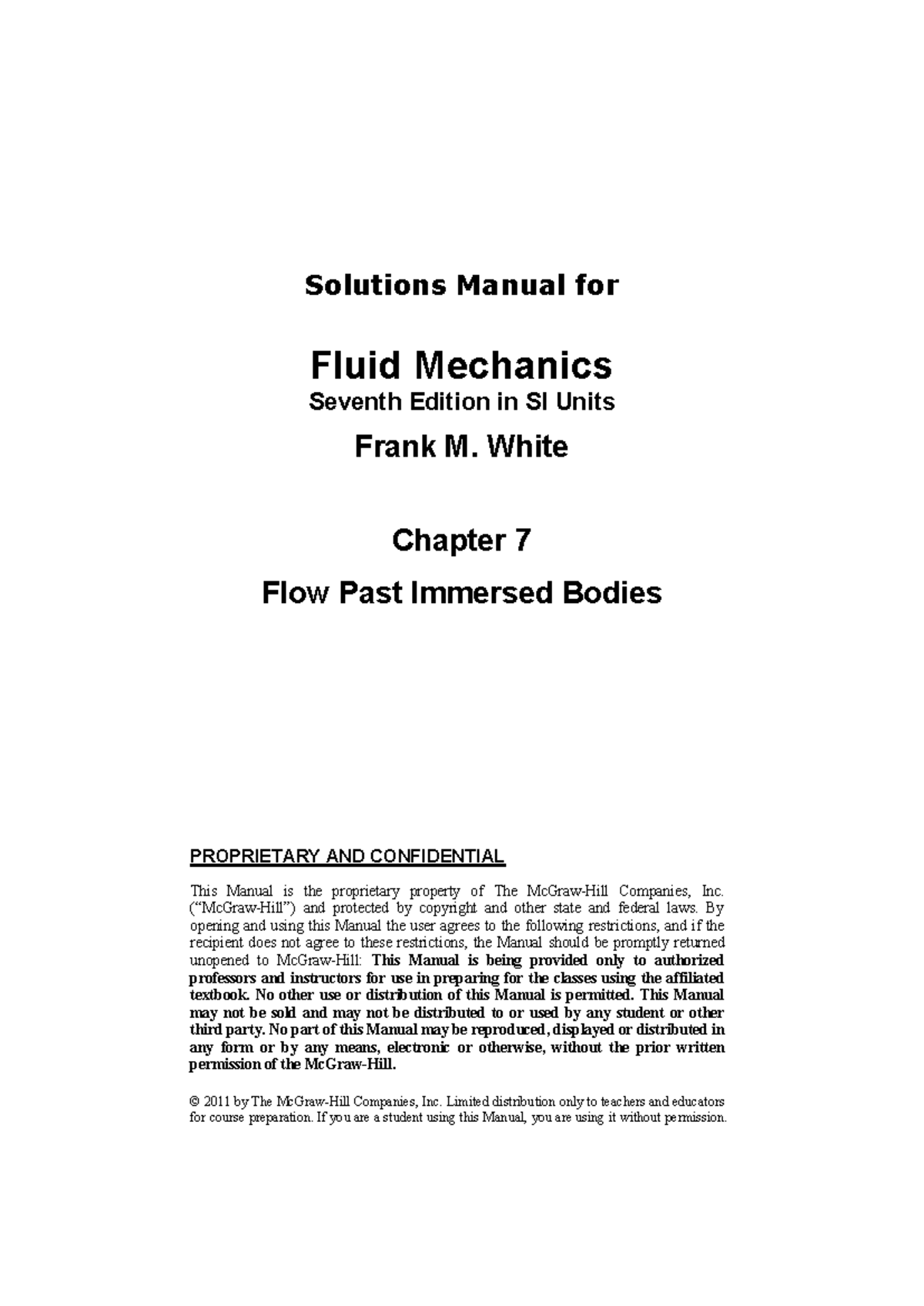 Frank White Cap 7 - Solutions Manual for Fluid Mechanics Seventh ...