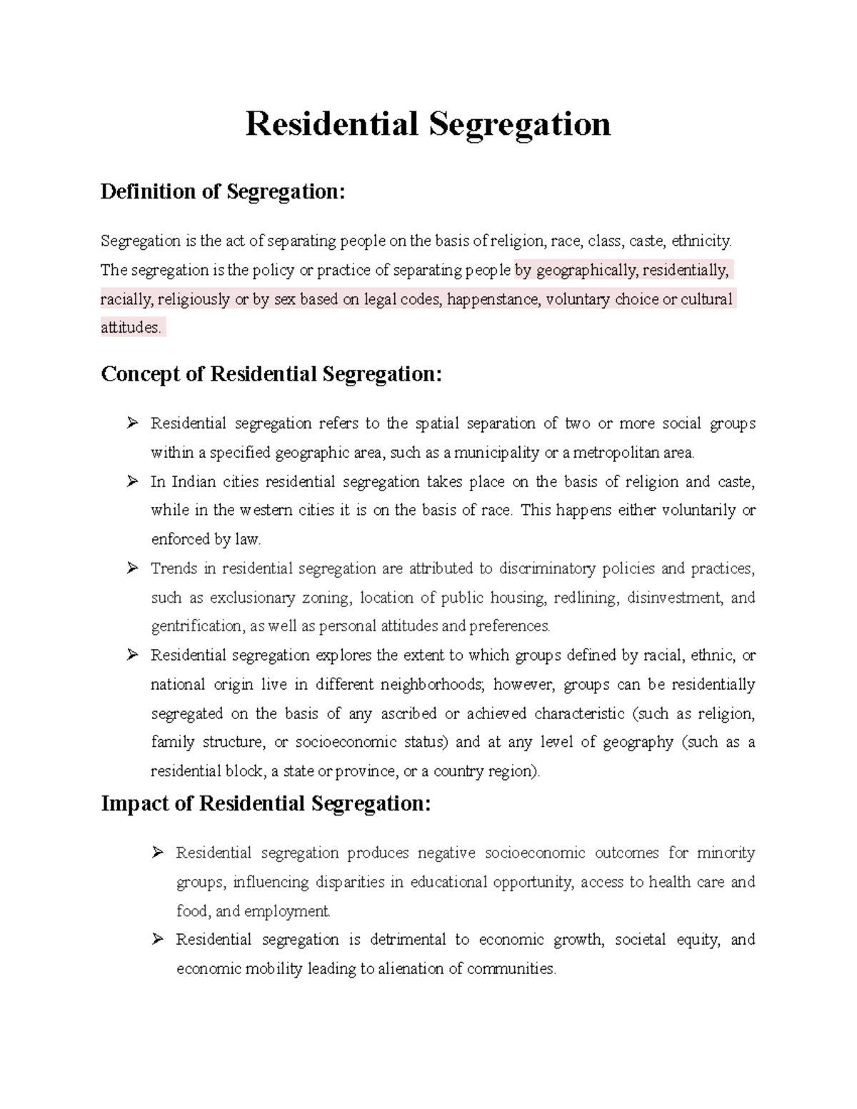 Residential Segregation - Residential Segregation Definition of ...
