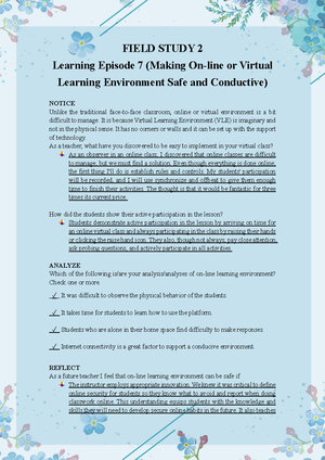Field Study 2 Learning Episode 1 - FIELD STUDY 2 LEARNING EPISODE 1 ...
