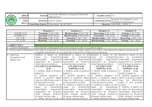 DLL Perdev WEEK 6 - English Language Education - School STA. LUCIA HIGH SCHOOL Grade Level GRADE ...