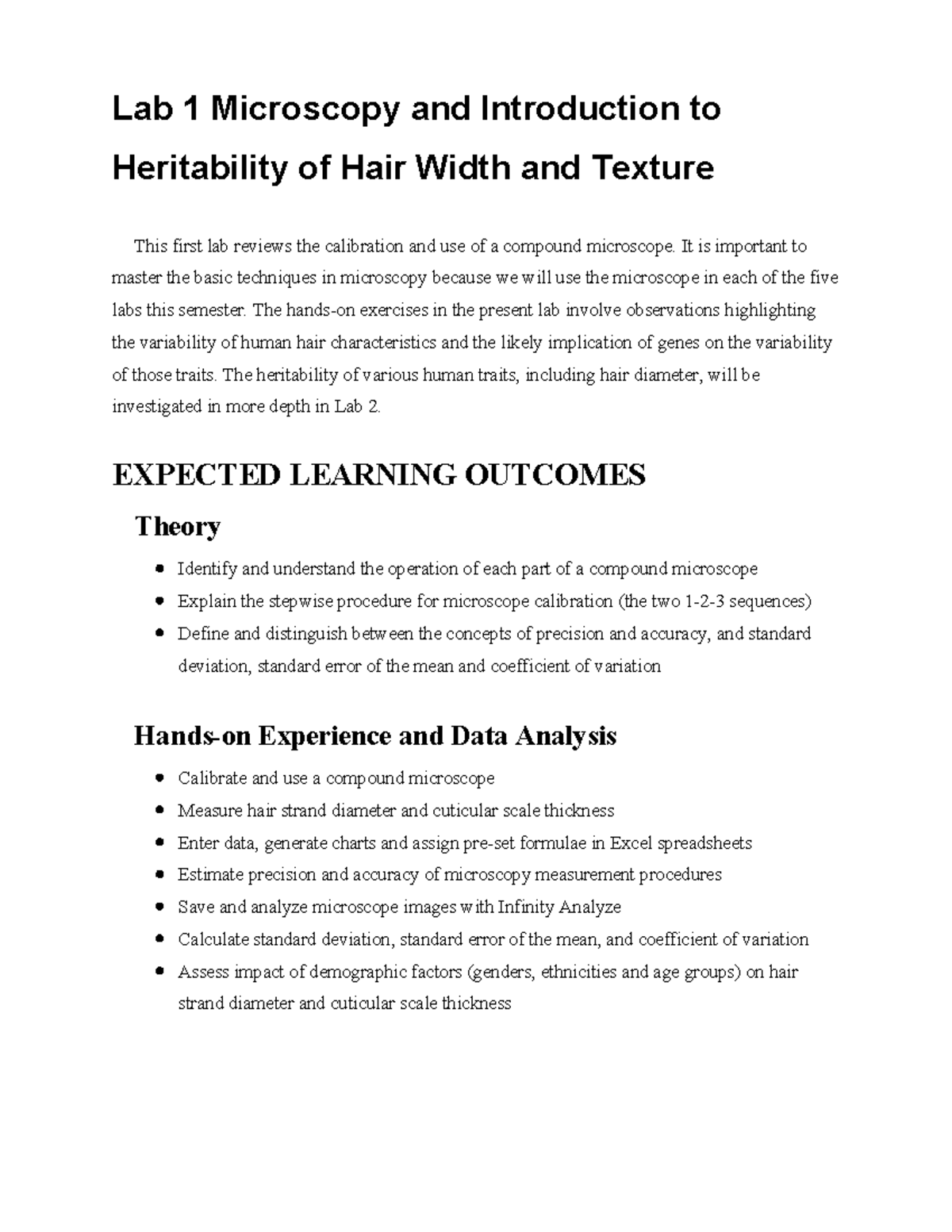 Lab 1 - Lab 1 Microscopy Manuel - Lab 1 Microscopy and Introduction to ...