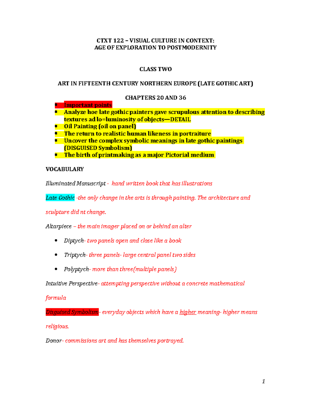 Class 02 Late Gothic Art - CTXT 122 – VISUAL CULTURE IN CONTEXT: AGE OF ...