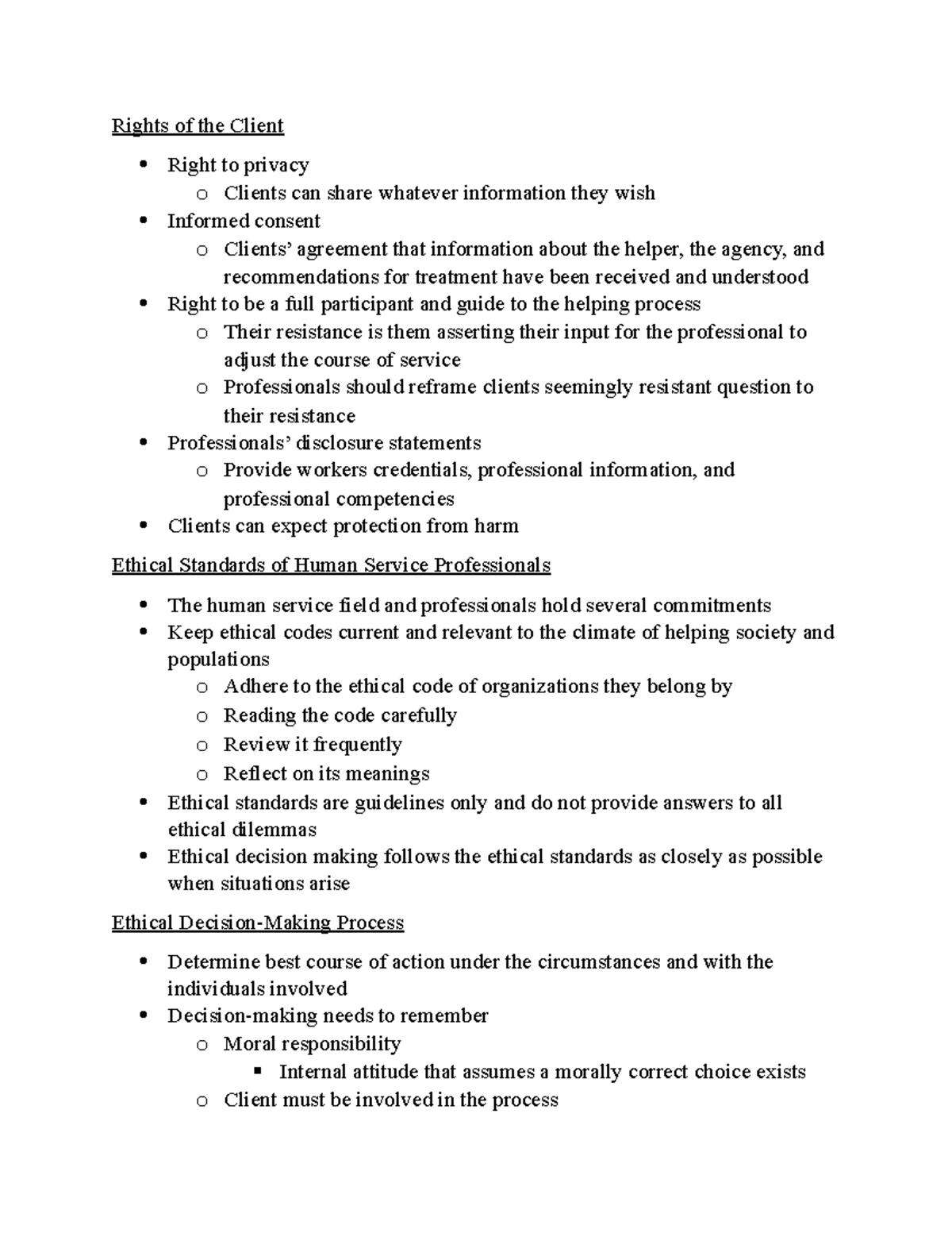 Rights of the Client - Studocu