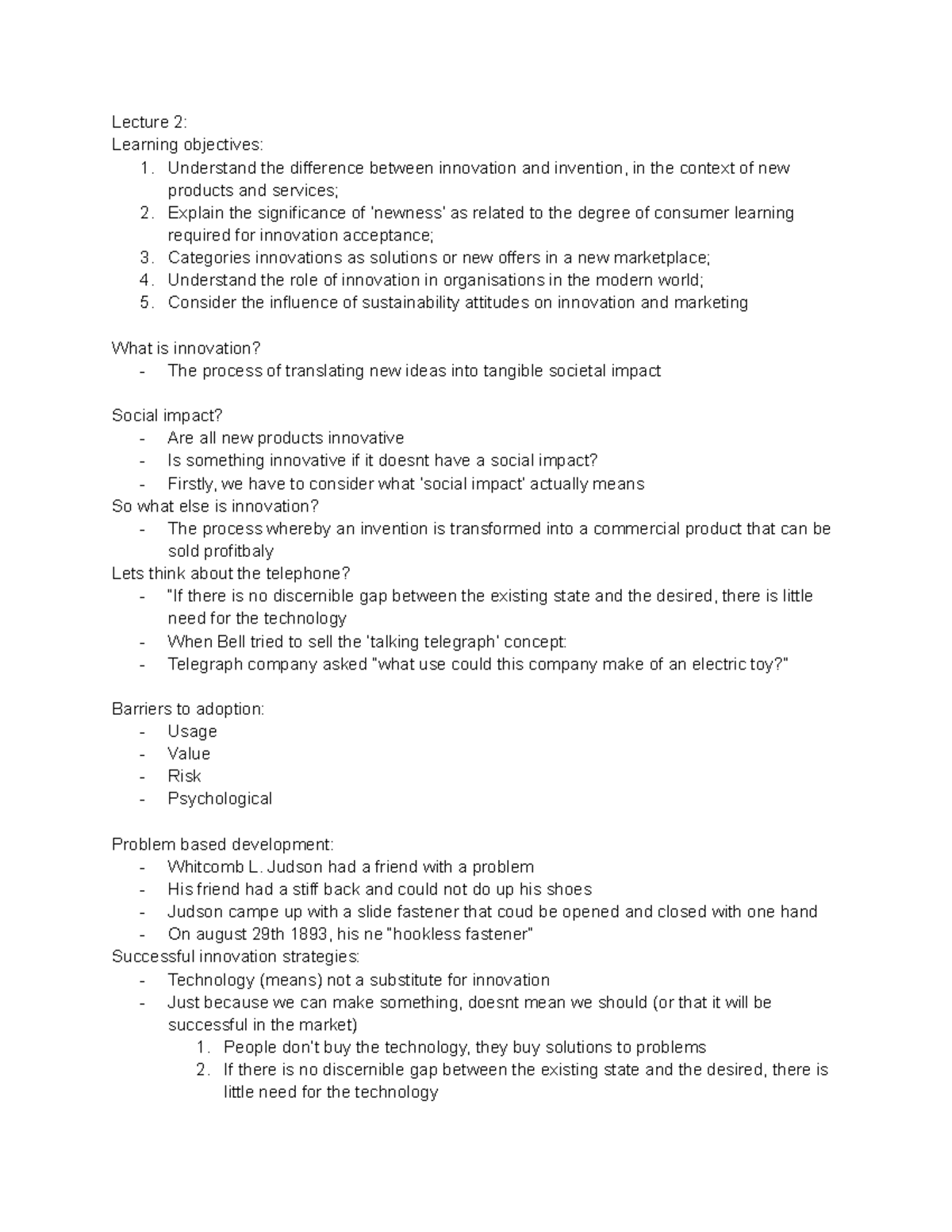 Marketing lectures - Lecture notes - Lecture 2: Learning objectives: 1 ...