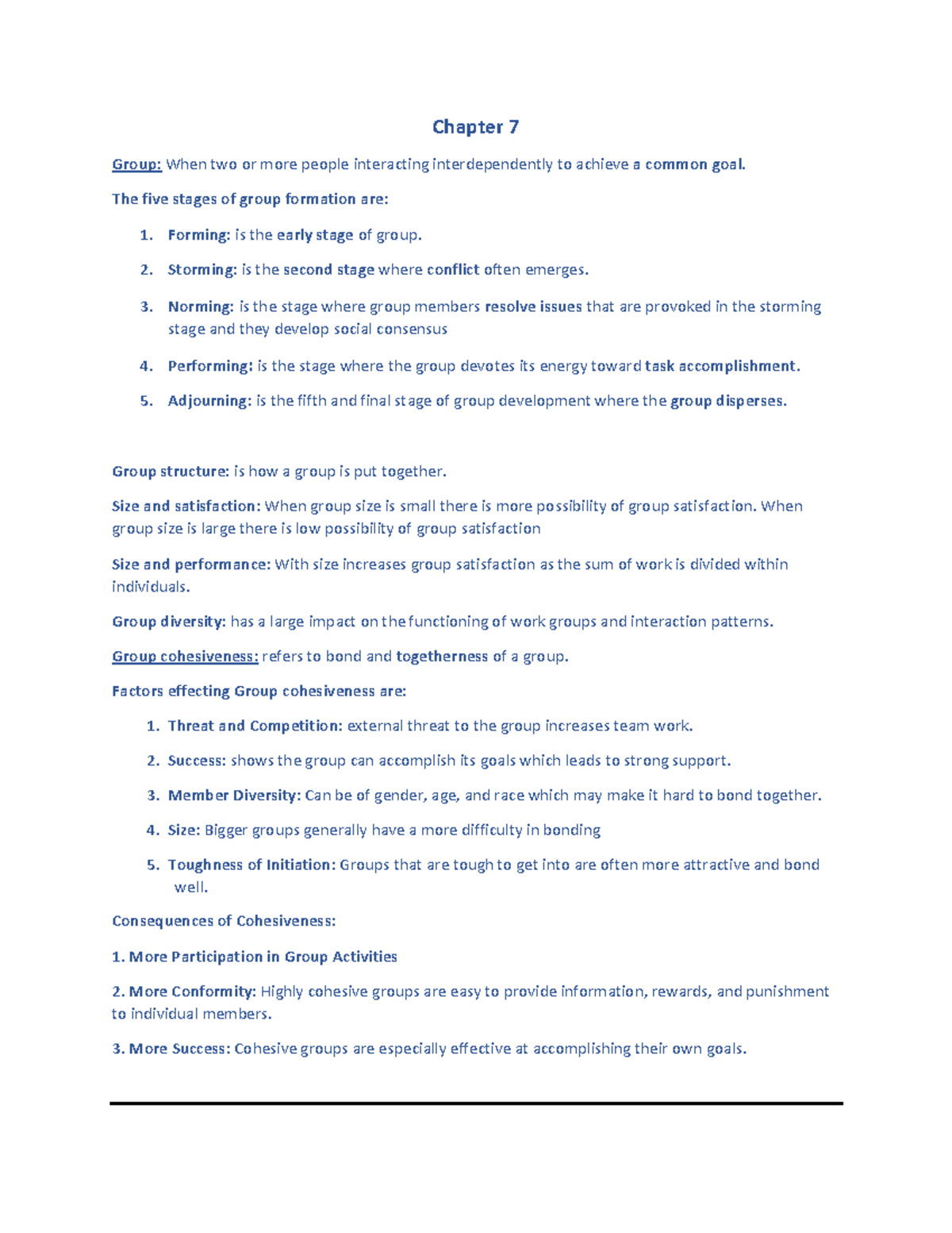 Chapter 7 Group and its five stages - Chapter 7 Group: When two or more ...