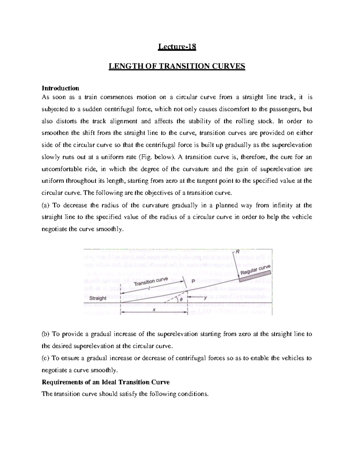 Length OF Transition Curves - Lecture- LENGTH OF TRANSITION CURVES ...