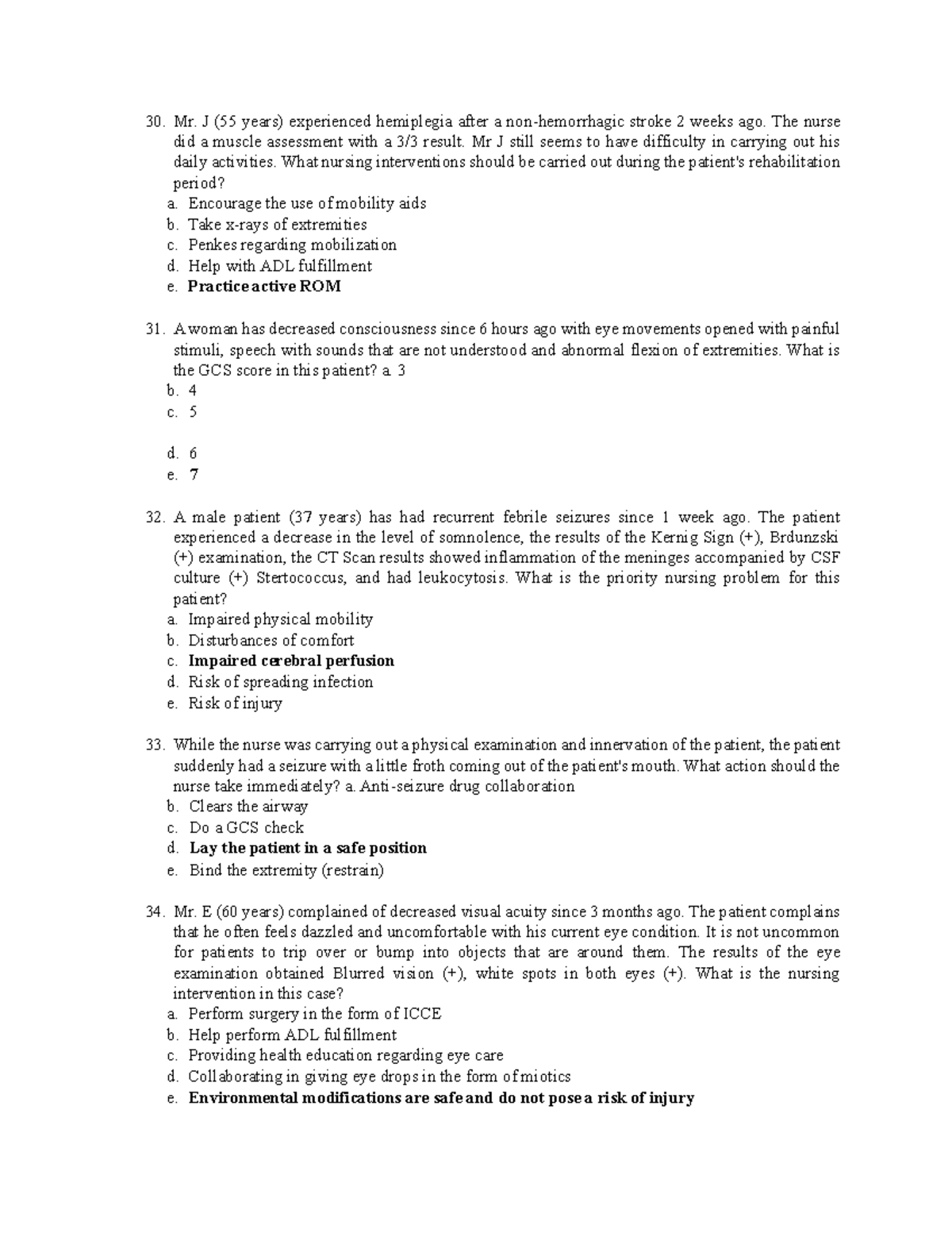 Nursing - CTE, materials-16 - Mr. J (55 years) experienced hemiplegia ...