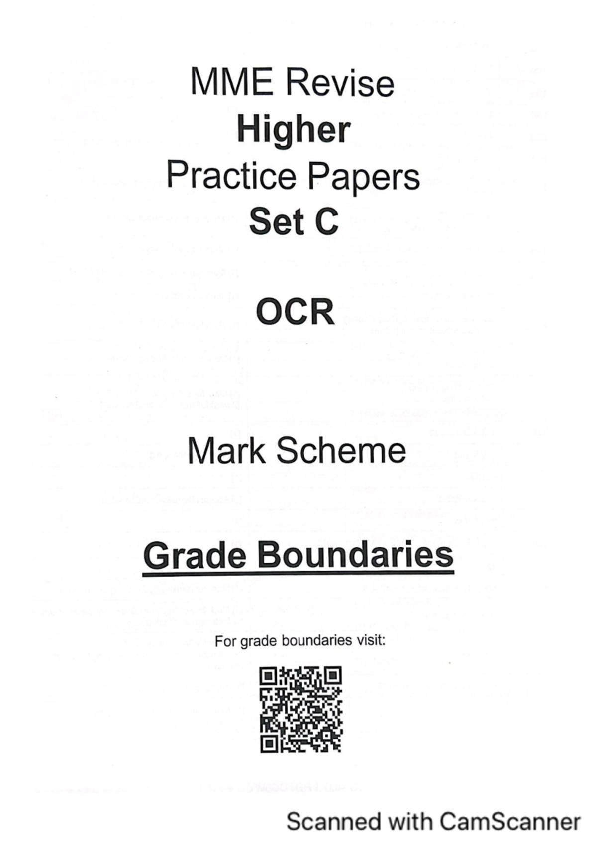 Math OCR, Set C , Mark scheme - MME Revise Higher Practice Papers Set C ...