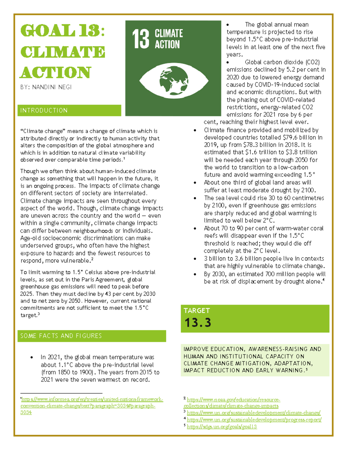 EVS SDG 13 - Article on SDG 13 - GOAL 13 : CLIMATE ACTION BY: NANDINI ...
