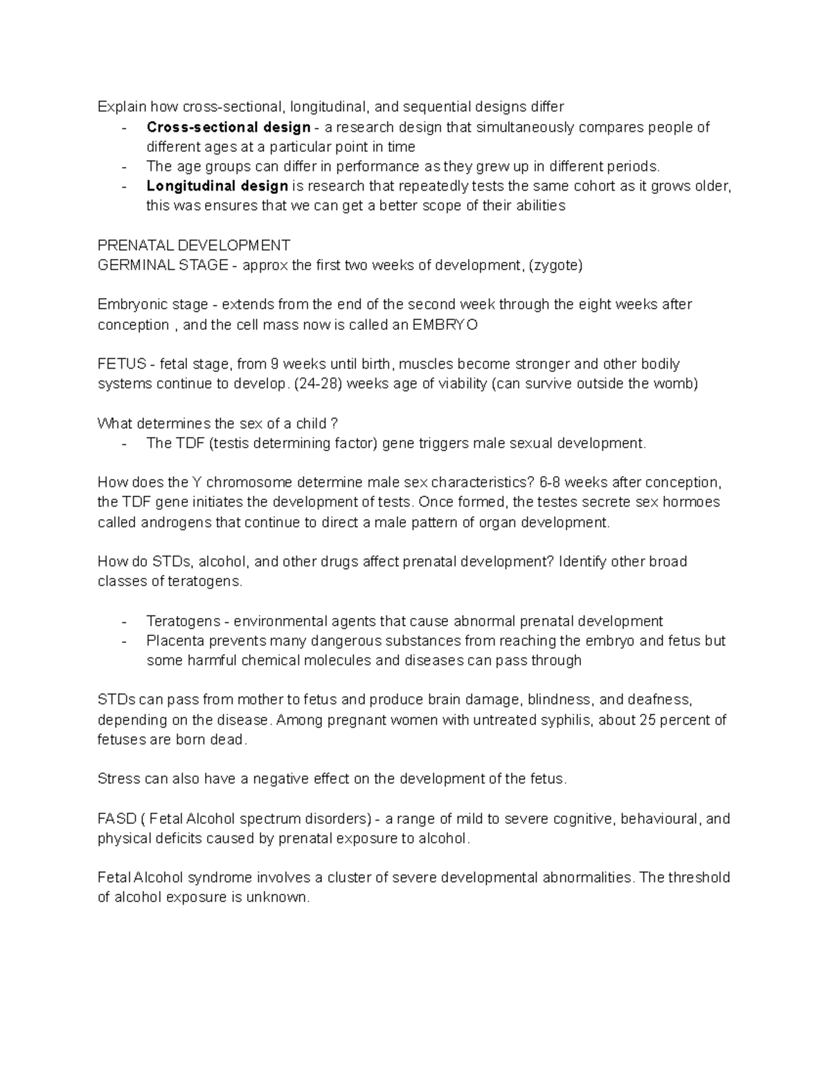Psychology Notes Ch 12 - Explain how cross-sectional, longitudinal, and ...